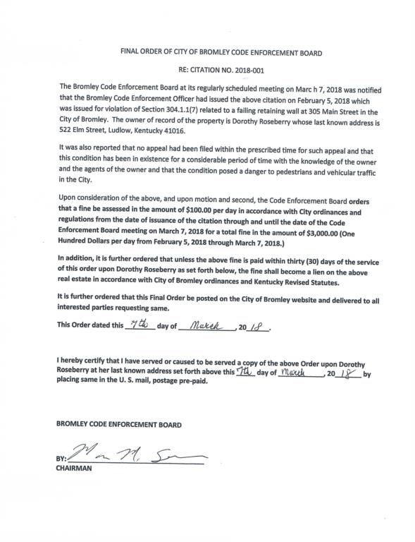 Code Enforcement Board Final Orders